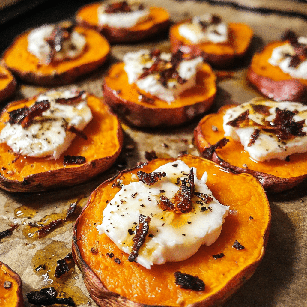 Sweet Potato Rounds with Goat Cheese - Savorful Meals