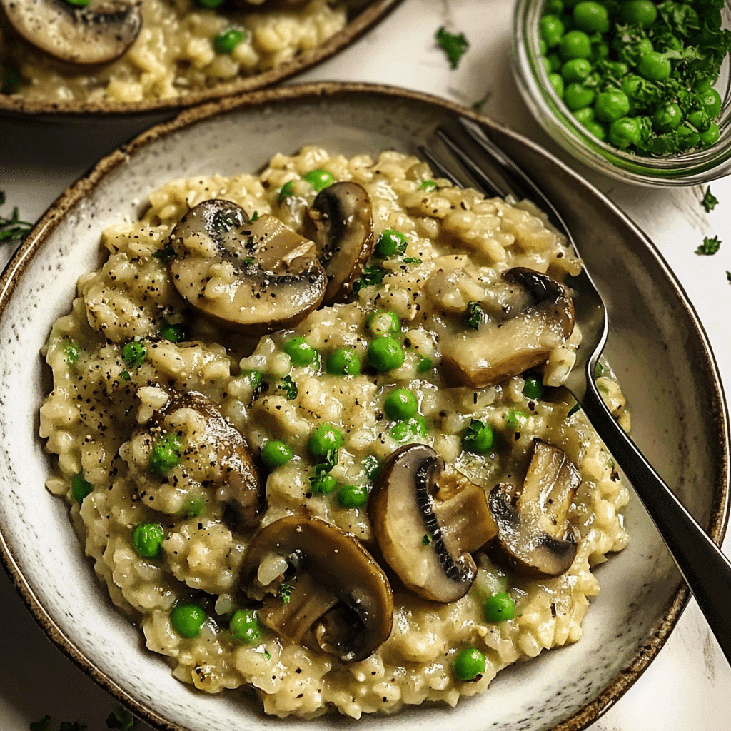 Vegan Mushroom and Pea Risotto - Savorful Meals