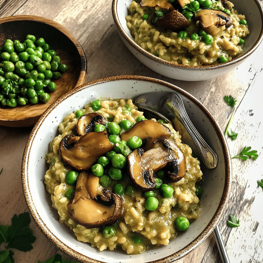 Vegan Mushroom and Pea Risotto - Savorful Meals